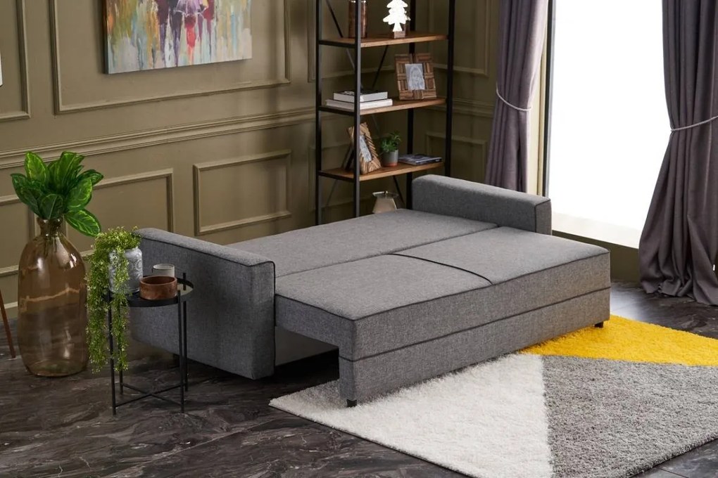 Designová rozkládací sedačka Sanjay 215 cm šedá
