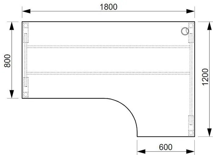 Kancelářský stůl Ergo levý Hobis UEA 180060L, deskaakát, černá černá