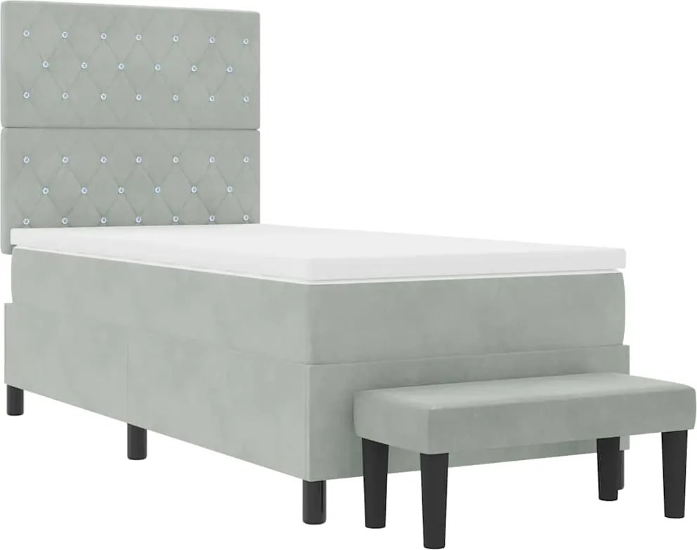 Postel s boxspringem s čelo Světle šedá 200 x 100 cm samet 3344426