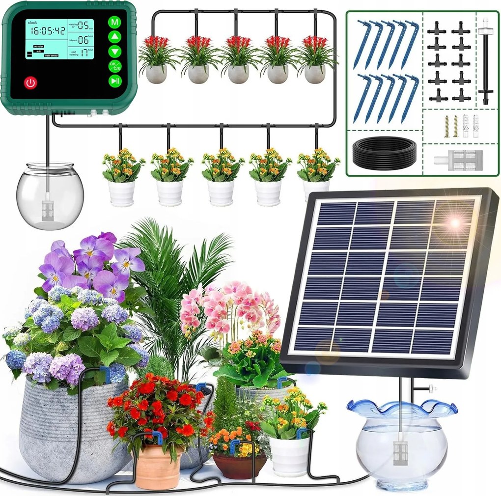 Automatický Zavlažovací Systém Pro Rostliny A Solární Květináče, Sada 400 Ml/min