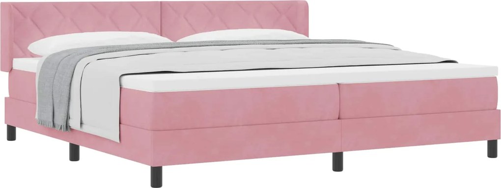 Postel s boxspringem s čelo Růžová 200 x 200 cm samet 3341545