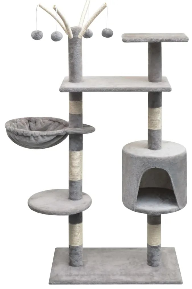 Škrabadlo pro kočky se sisalovými sloupky, 125 cm, šedá 170480