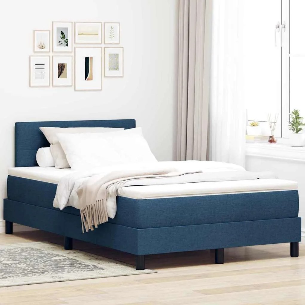 Postel s boxspringem s čelo Modrá 120 x 200 cm textil 3338684