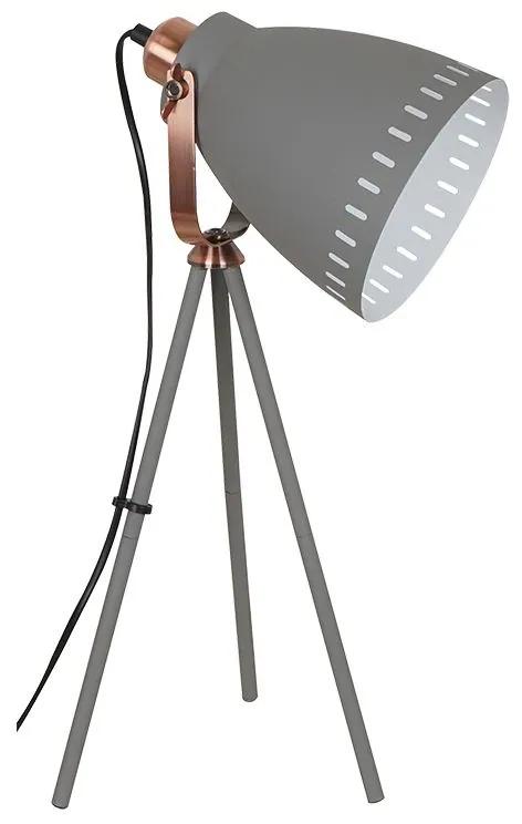 Solight stolní lampa Torino, trojnožka, 52cm, E27, šedá