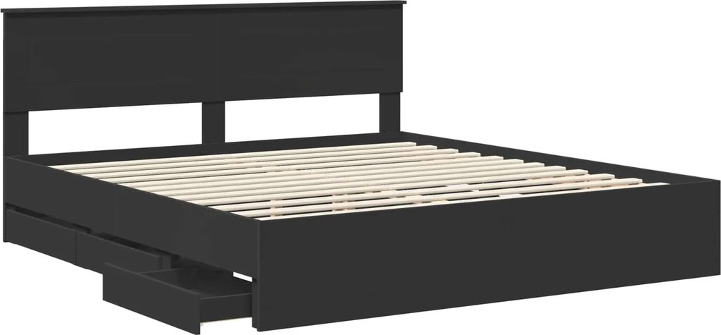 Rám postele se zásuvkou Černá 200 x 200 cm Inženýrské dřevo 3407950