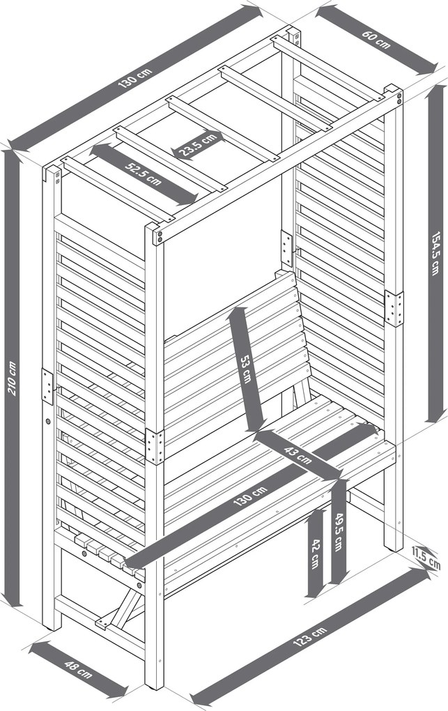 Tchibo - Zahradní lavička s obloukem na růže - barva: hnědá