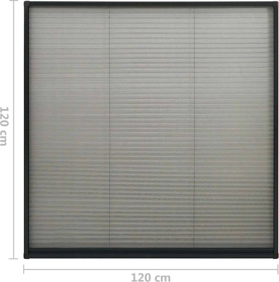 Plisovaná okenní síť proti hmyzu hliník antracitová 120x120 cm 148666