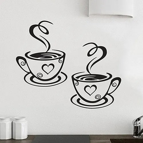 Samolepka na zeď "Kávové šálky" 24x29 cm