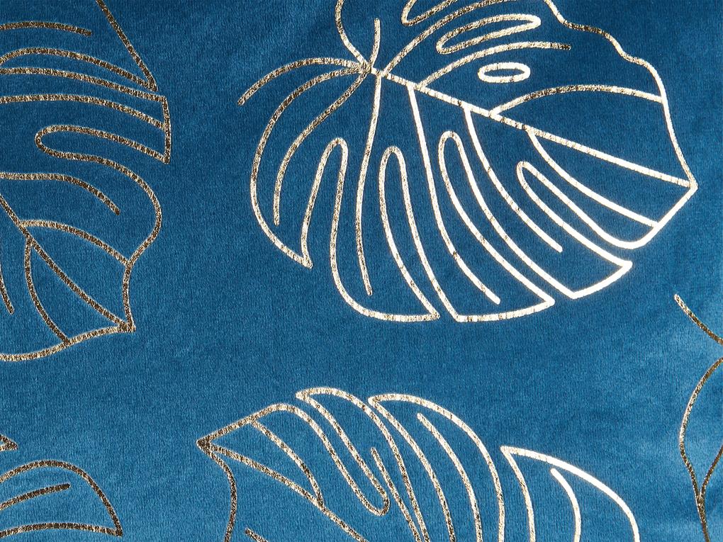 Sada 2 sametových polštářů se vzorem 45 x 45 cm modré MONSTERA Beliani