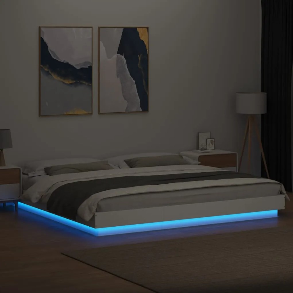 Rám postele s LED osvětlením bílý 200 x 200 cm kompozitní dřevo 3281070