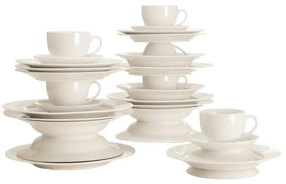 30dílná sada bílého porcelánového nádobí Maxwell & Williams Basic | BIANO