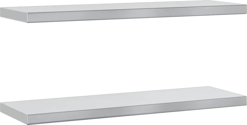 Nástěnné police 2 ks 75 x 23,5 cm stříbrné nerezová ocel 30283