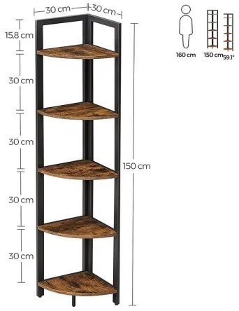 Knihovna NAVARO hnědá/černá