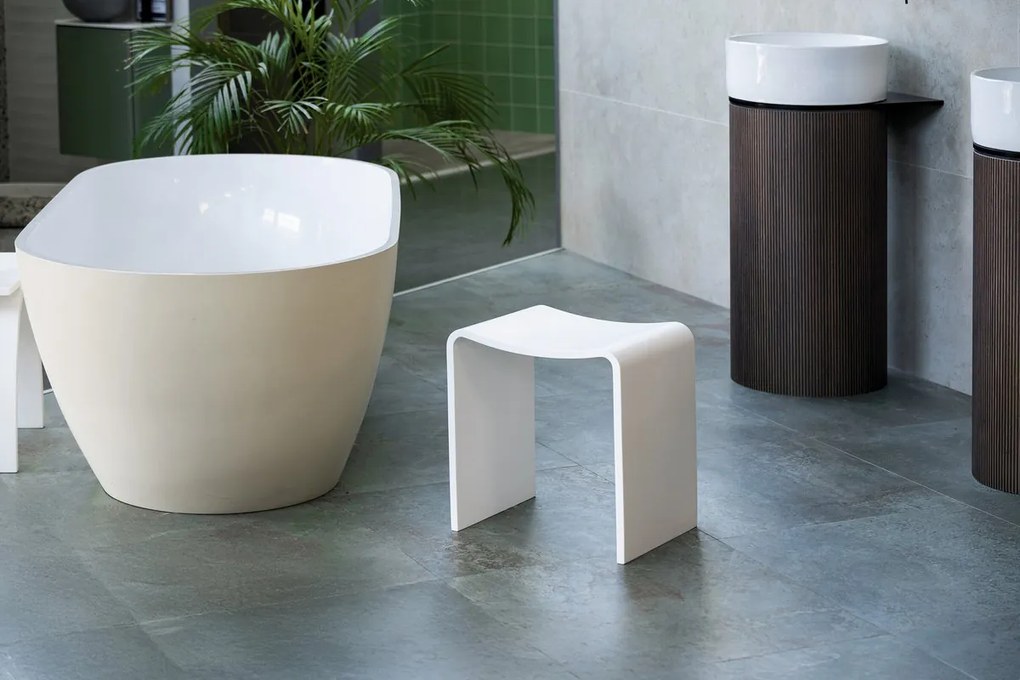 Sapho Koral koupelnová stolička 40 x 43 x 30 cm solid surface bílá mat WF462