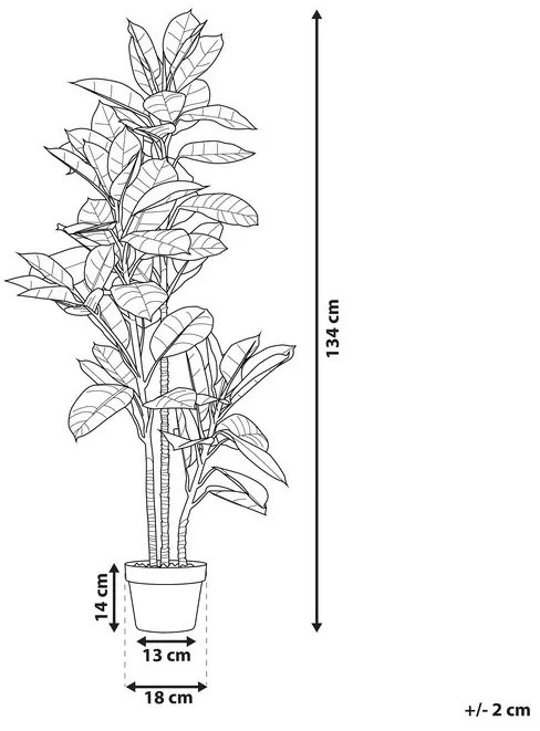 Umělá rostilina v květináči 134 cm FICUS ELASTICA Beliani