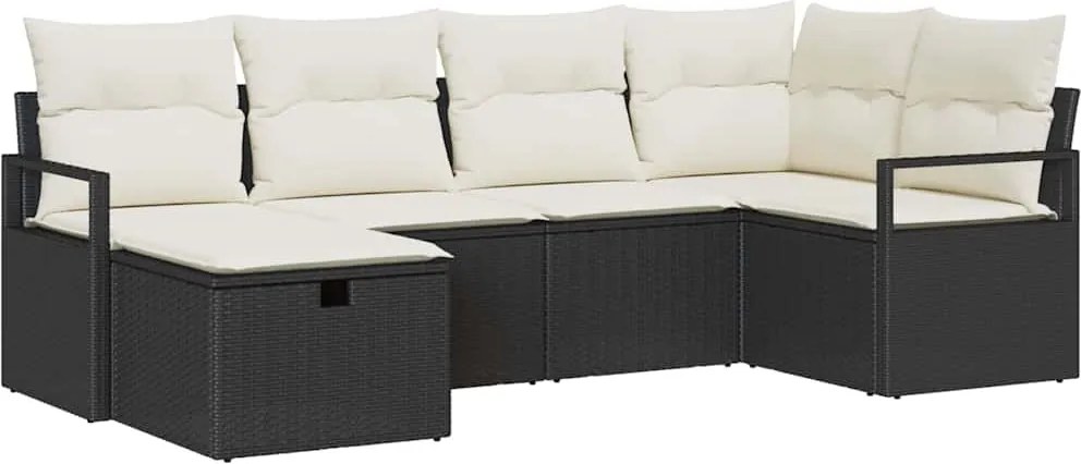 Set pohovek 6 ks Černá a krémová polyratan 3359176