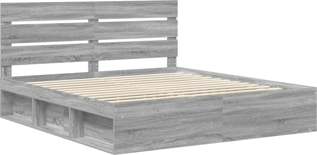 Rám postele Šedá Sonoma 200 x 200 cm Masivní borové dřevo 3411709
