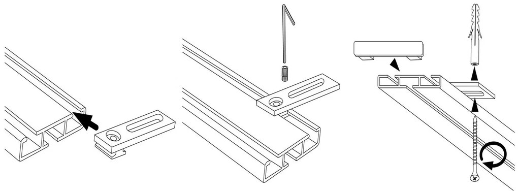Dekodum Jednořadá hliníková stropní kolejnicová garnýž s krytem bílá 300 cm