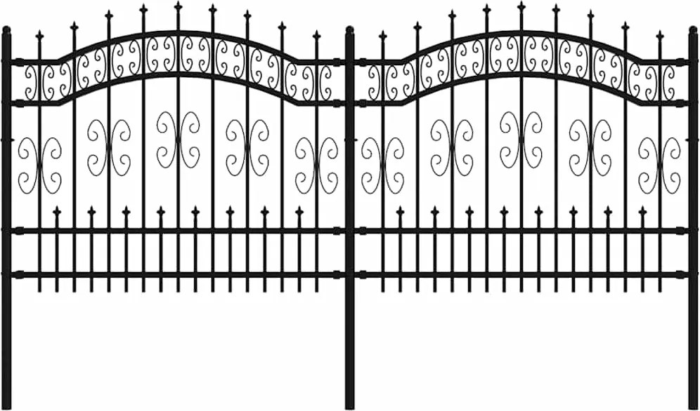 vidaXL Zahradní plot s kopím nahoře černý 240 x 100 cm, práškově lakovaná ocel