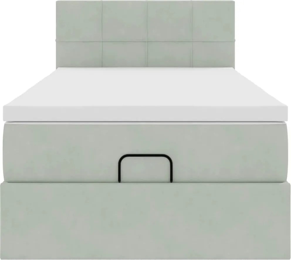 Osmanský rám postele s matrací světle šedá 100x200cm samet 3312602