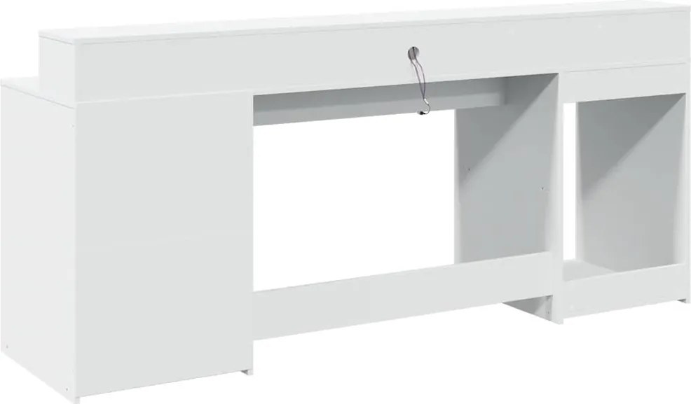 Psací stůl s LED světly bílý 200 x 55 x 91 cm kompozitní dřevo 3309438