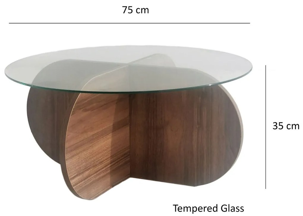 Designový konferenční stolek Jameela 75 cm vzor ořech