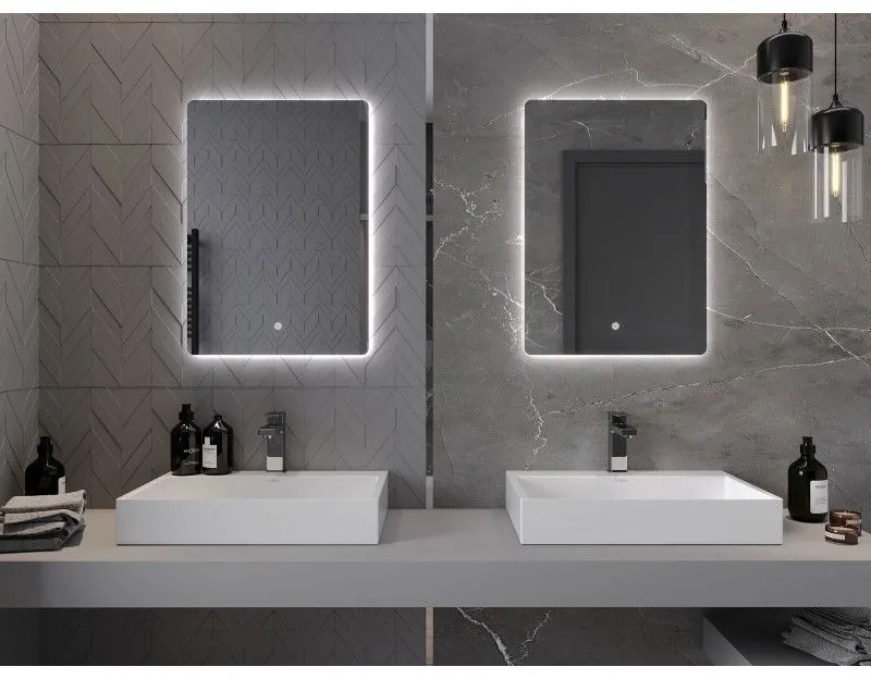 Mexen Sun, LED koupelnové zrcadlo s podsvícením 50 x 70 cm, 6000K, ochrana proti zamlžování, 9807-050-070-611-00