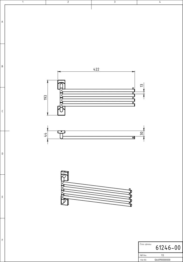 Novaservis - Čtyřramenný držák ručníků Metalia 12 chrom, 0246,0