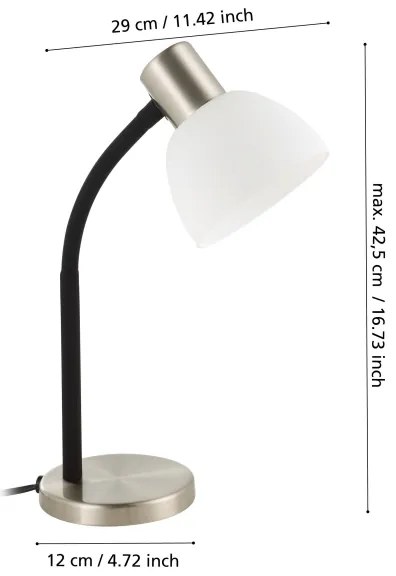 Eglo 901061 - Stolní lampa MACERE 1xE14/25W/230V černá/matný chrom