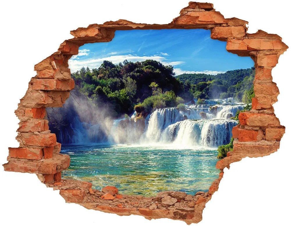 Wallmuralia Díra 3D foto tapeta nálepka Vodopády Krka 90x70 cm