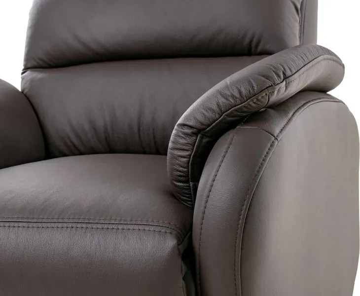Kožené houpací křeslo s elektrickým polohováním ELEGANT 1, tm. hnědá