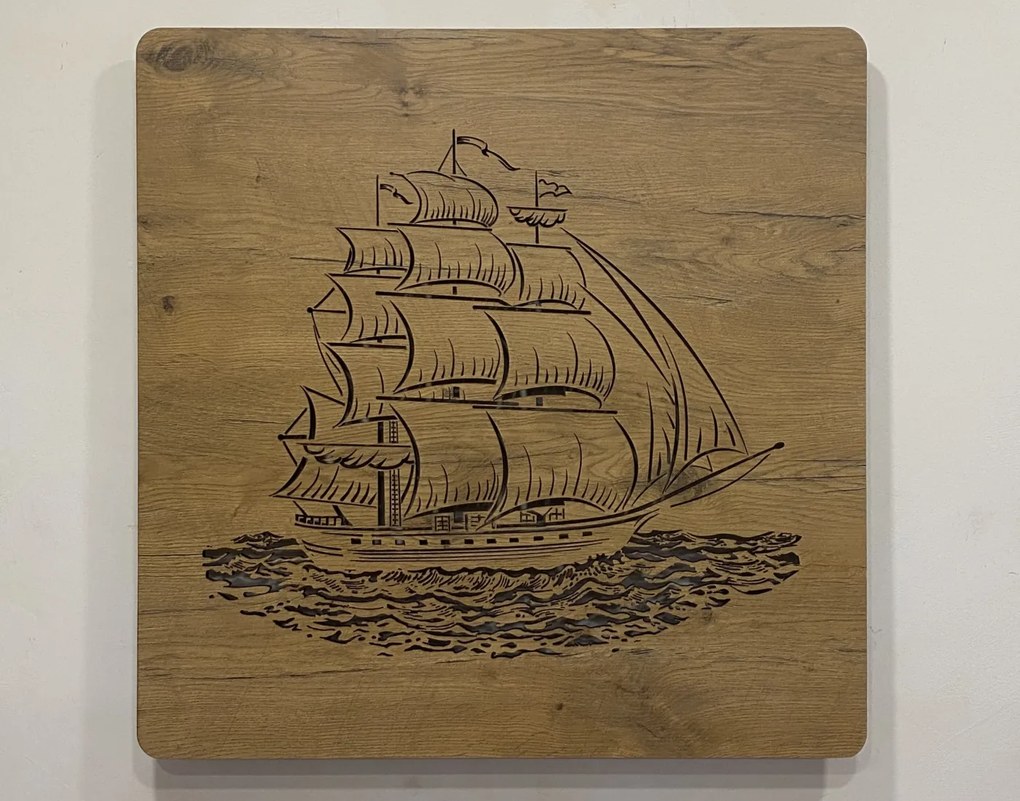 Li-Go "Plachetnice" světelný obraz 230V 70x70 cm provedení povrchu: dub