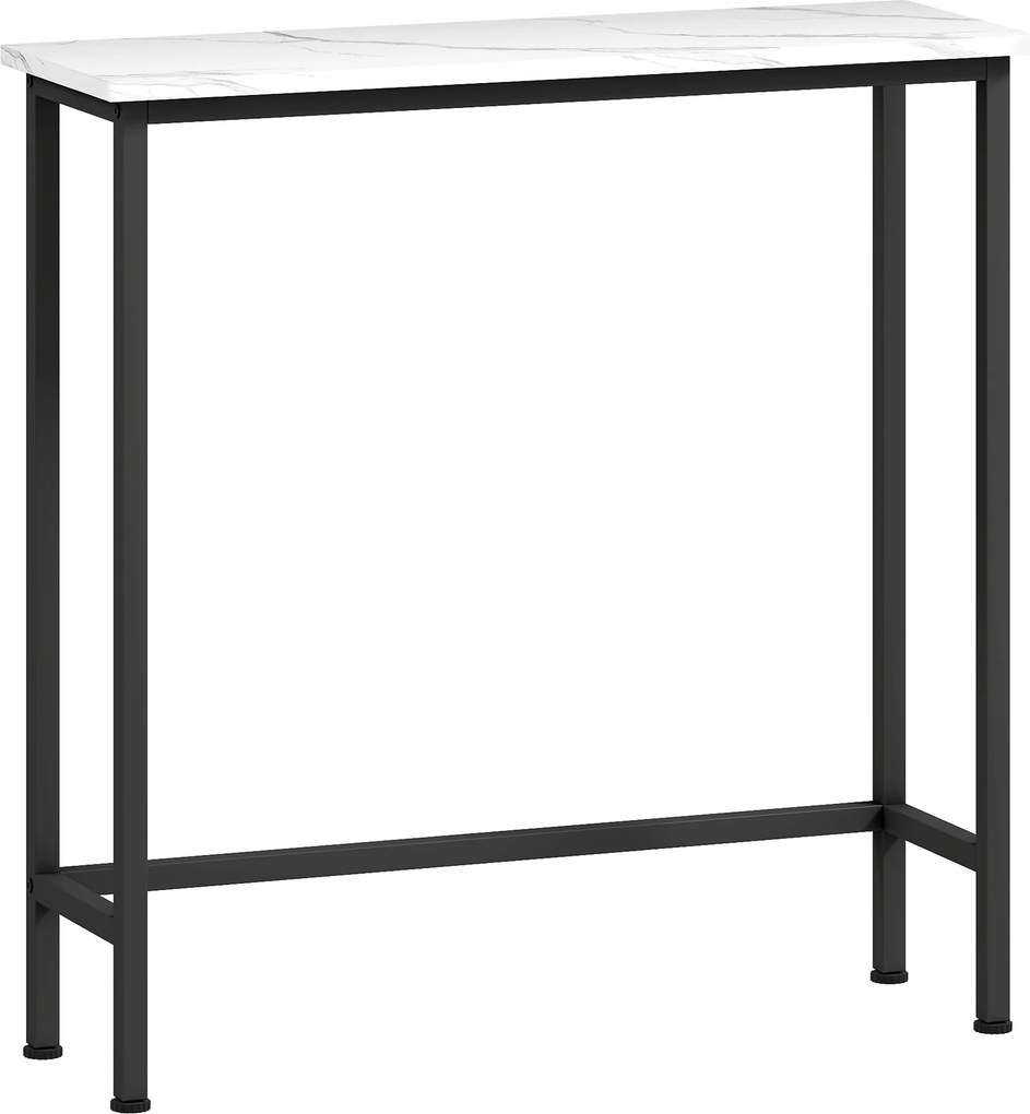 HOMCOM Konzolový stolek do předsíně s nastavitelnými nožičkami, ochranou proti převrácení 75 x 24 x 76 cm pro malý prostor, černý