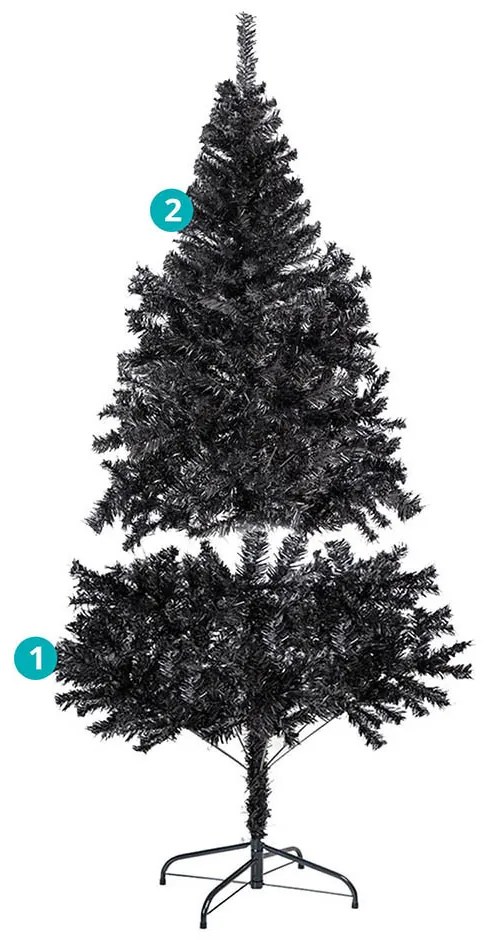 Černý umělý vánoční stromek, 150cm 415 větví