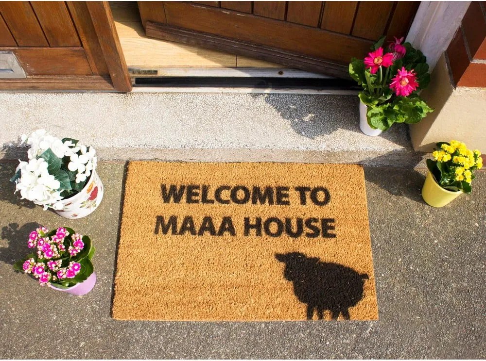 Rohožka z přírodního kokosového vlákna Artsy Doormats Welcome to Maaa House, 40 x 60 cm