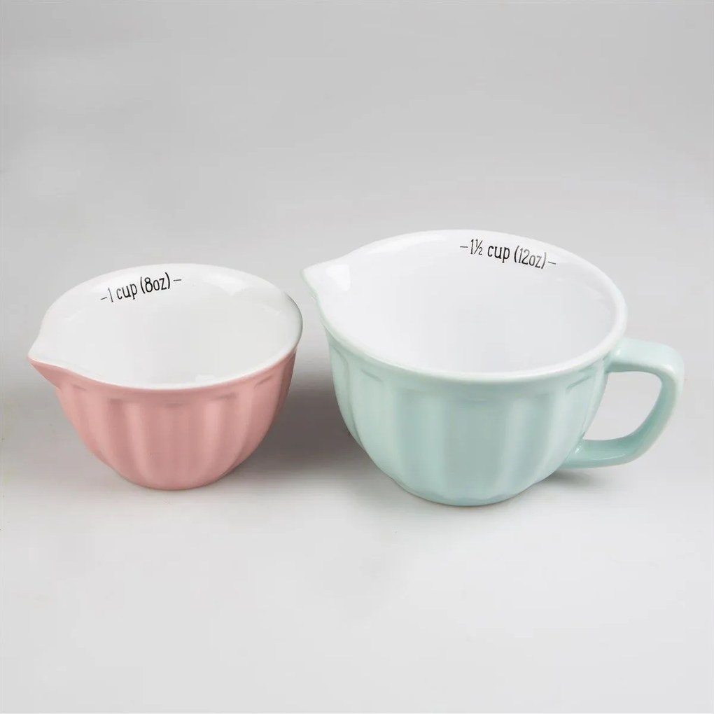 sass & belle Keramické odměrky Retro Pastel - set 4 ks, růžová barva, modrá barva, zelená barva, žlutá barva, multi barva, keramika