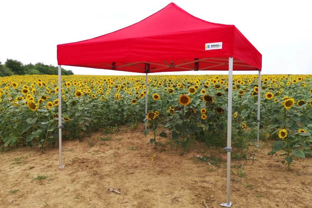BRIMO Nůžkový párty  stan 3x6 m hliníkový – Elegantní a rychle rozložitelný - s 3 stěnami - Červená P. Alu