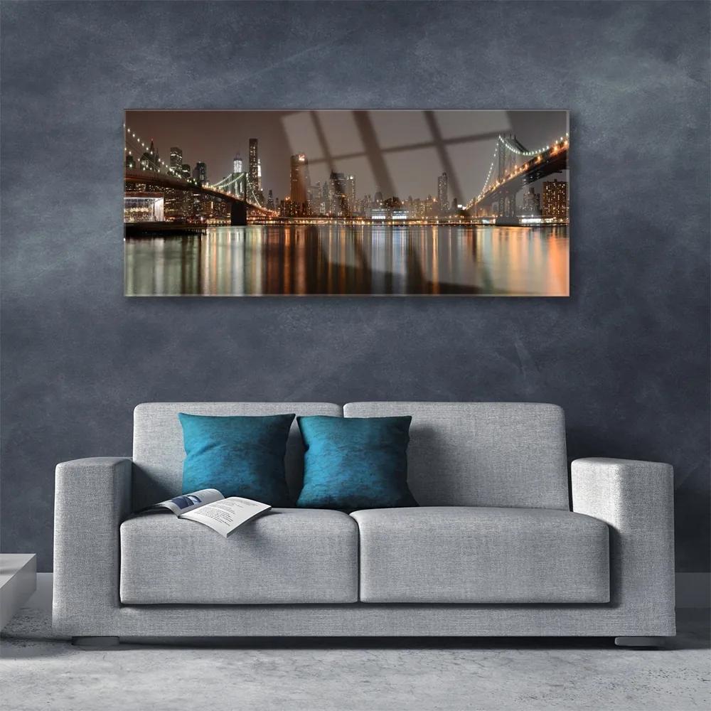 akrylový obraz Město Mosty Architektura 125x50 cm