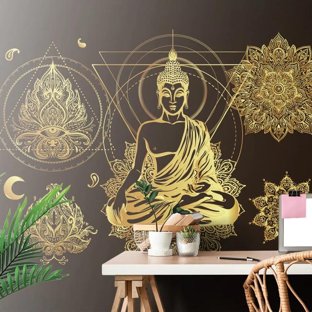 Tapeta zlatý Budha - 225x150 cm
