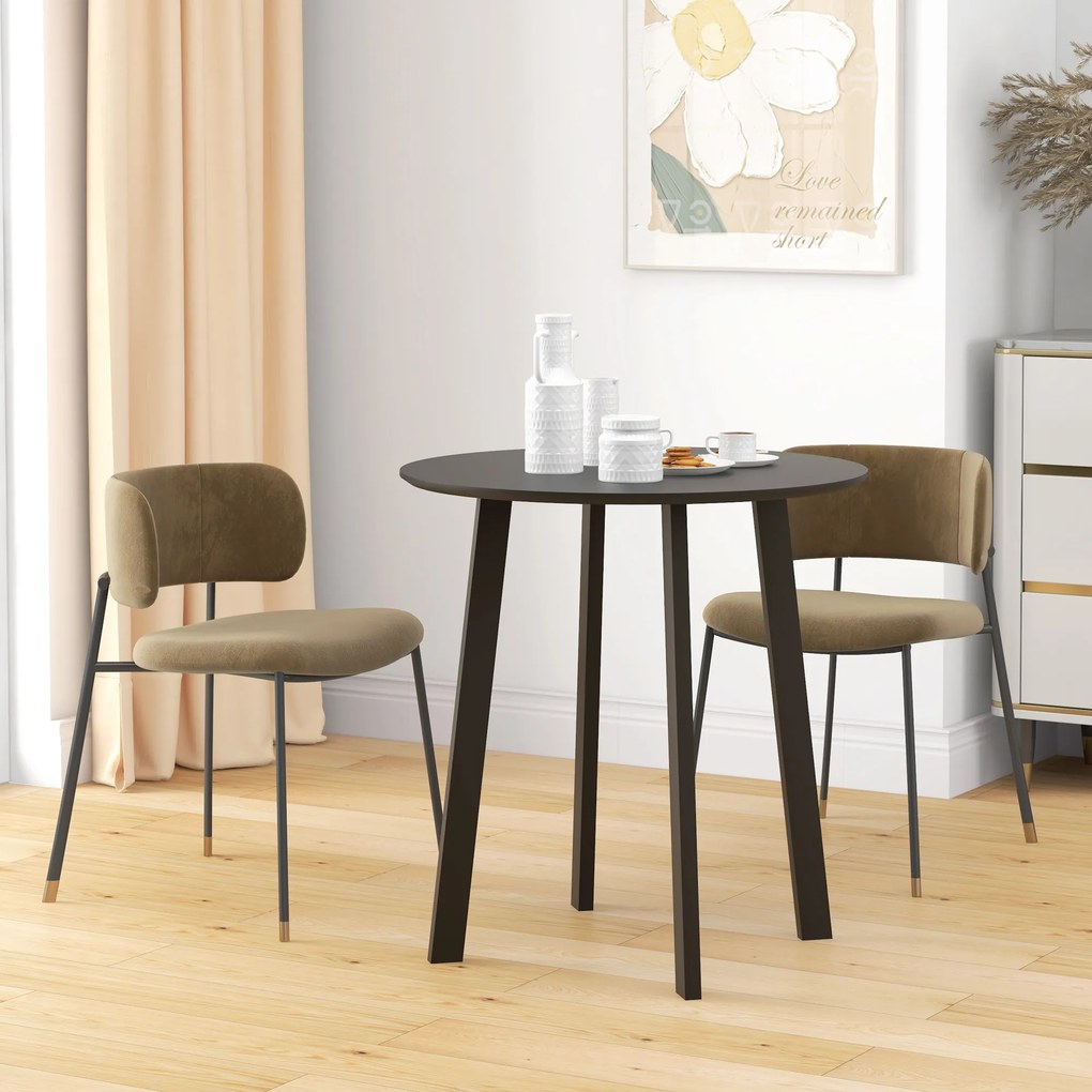 HOMCOM Jídelní stůl Kulatý kuchyňský stůl Odkládací stolek Jídelní stůl se zkosenými nohami do kuchyně Jídelna Obývací pokoj Moderní design Černá 72 …