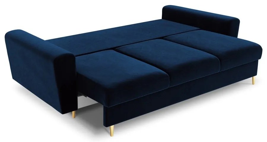 Modrá sametová rozkládací/s úložným prostorem pohovka 235 cm Kyoto – Cosmopolitan Design