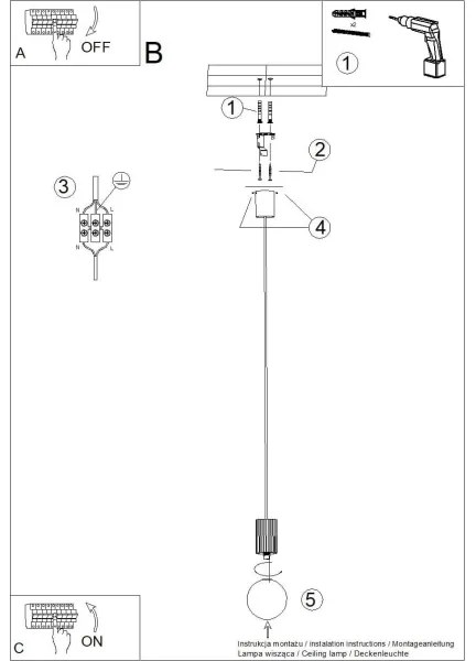 Sollux SL.1709 - Lustr na lanku HALO 1xG9/8W/230V pr. 12 cm bílá