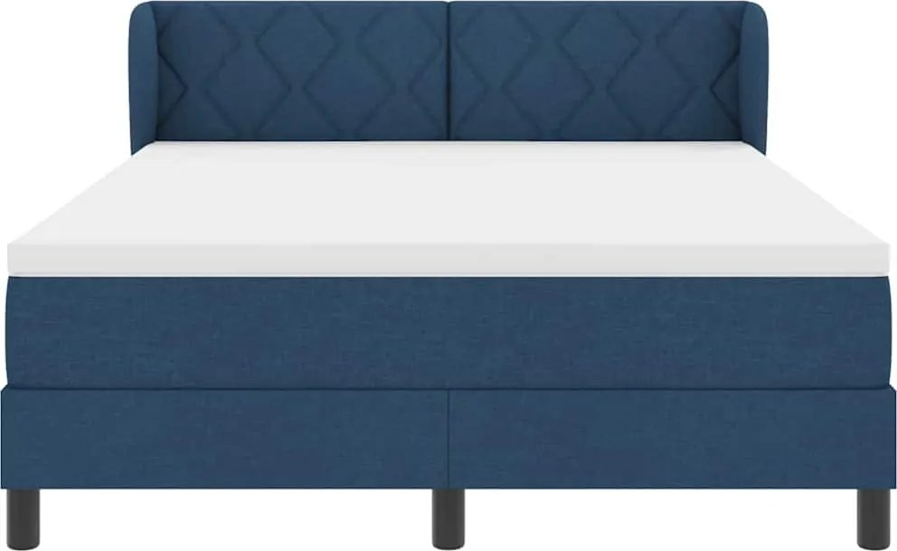 Postel s boxspringem s čelo Modrá 140 x 200 cm textil 3340093