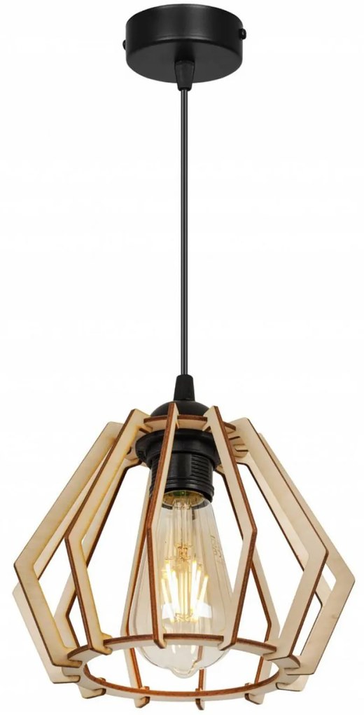 Light for home - Nastavitelná závěsná lampa s jedinečným charakterem TIMBER 2360/1, 1x60W, E27, Černá