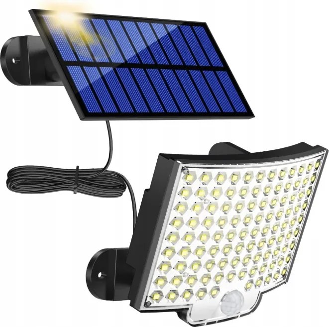 Mpj Solární lampa venkovní 106 Led s pohybovým senzorem IP65 120° kabel 5 m