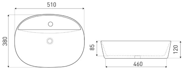 Novoterm Keramické umyvadlo na desku NV-KR-860 bílé