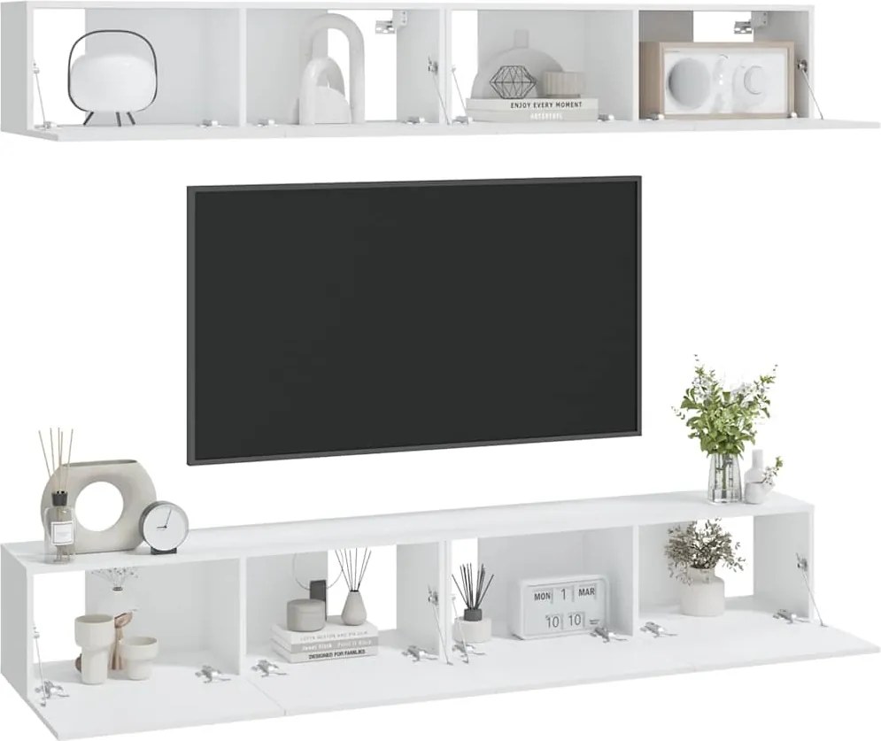 Nástěnné TV skříňky 4 ks bílé 100 x 30 x 30 cm 3114190