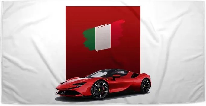 Sablio Ručník Ferrari Italská vlajka na červeném bloku - 70x140 cm