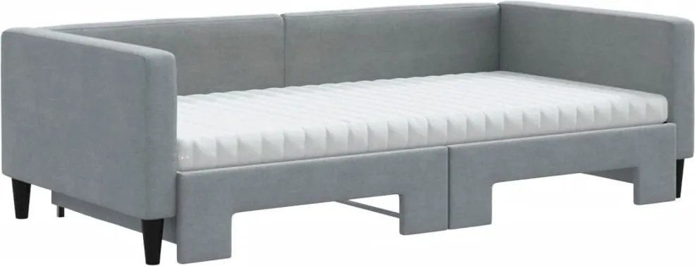 Válenda s přistýlkou a matracemi světle šedá 100x200 cm textil 3196601