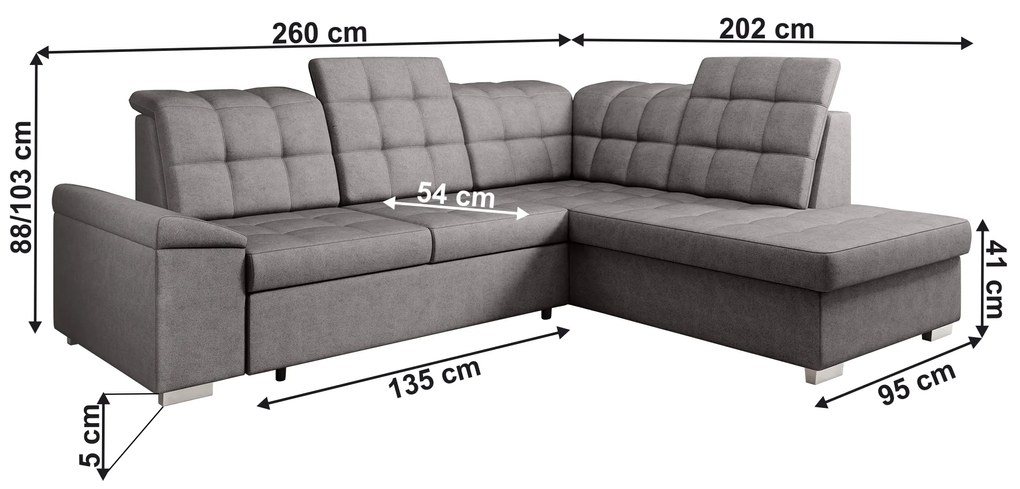 Kondela Rozkládací sedací souprava, hnědošedá, pravá, OREO ROH